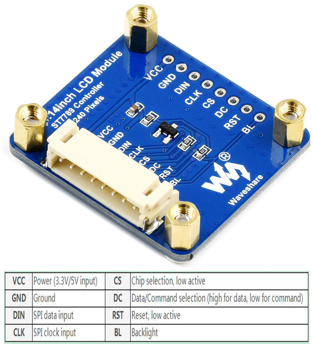 Bicool 1.14inch LCD Display Module IPS Screen, 65K RGB Colors, 240×135 Resolution, Embedded ST7789 Driver, SPI Interface Compatible with Arduino/Raspberry Pi /STM32