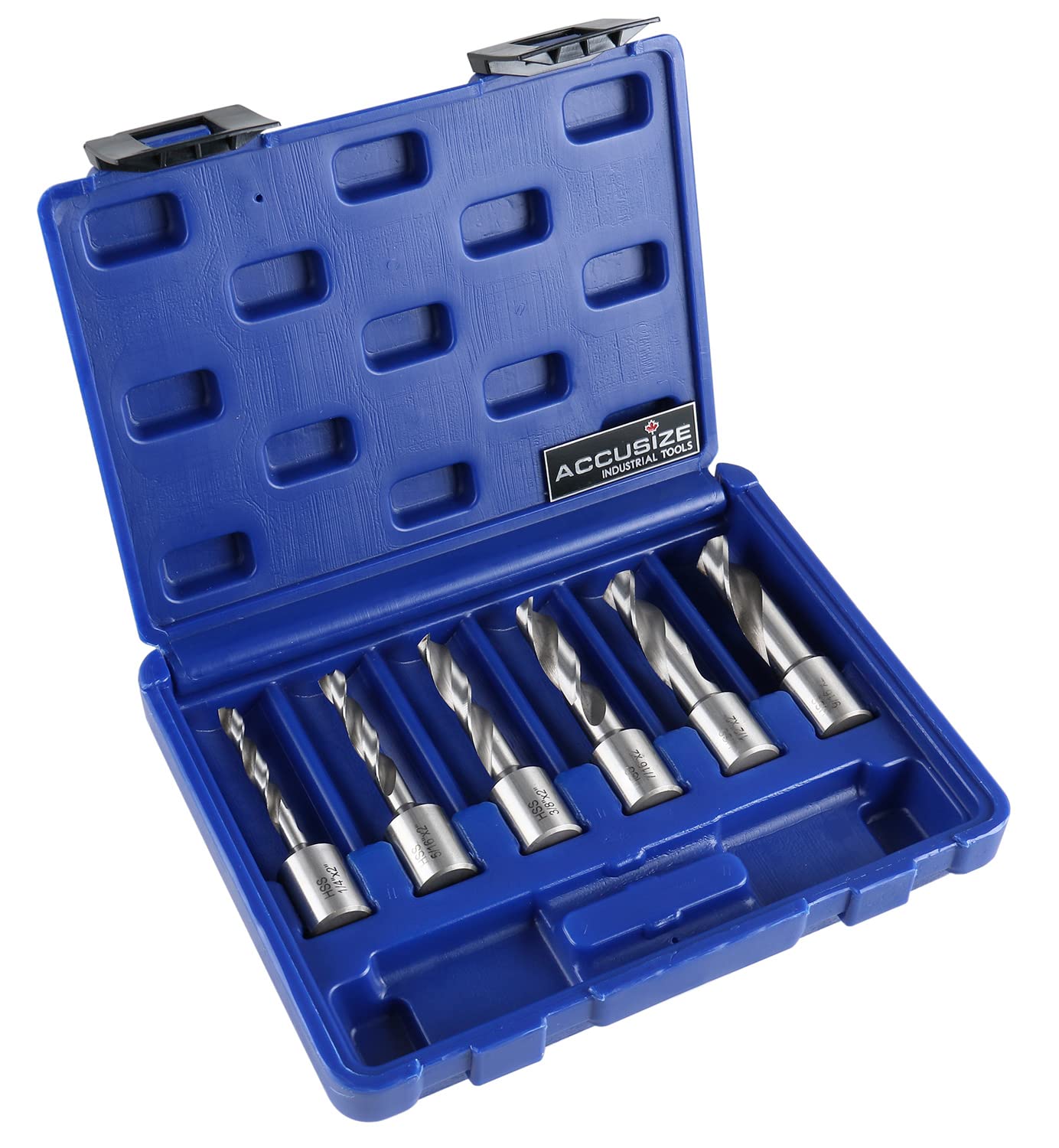 Accusize Industrial Tools 6pcs/Set H.S.S. Fully Ground Drill Sets with 3/4" Weldon Shank, 2inch Cutting Depth, 0519-5002