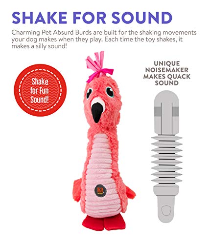 Charming Pet Absurd Burds Pink Flamingo Dog Toy - Squeeze and Shake for Unique Silly Sound to Entice Interactive Play