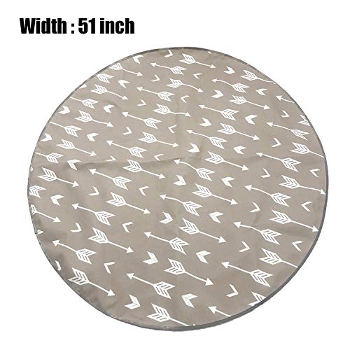 51" Multi-Purpose Waterproof Baby Splat Mat for Under High Chiar, Portable Play Mat for Toddler, Non-Slip Floor Splash Mat and Table Cloth (Beige Arrow)