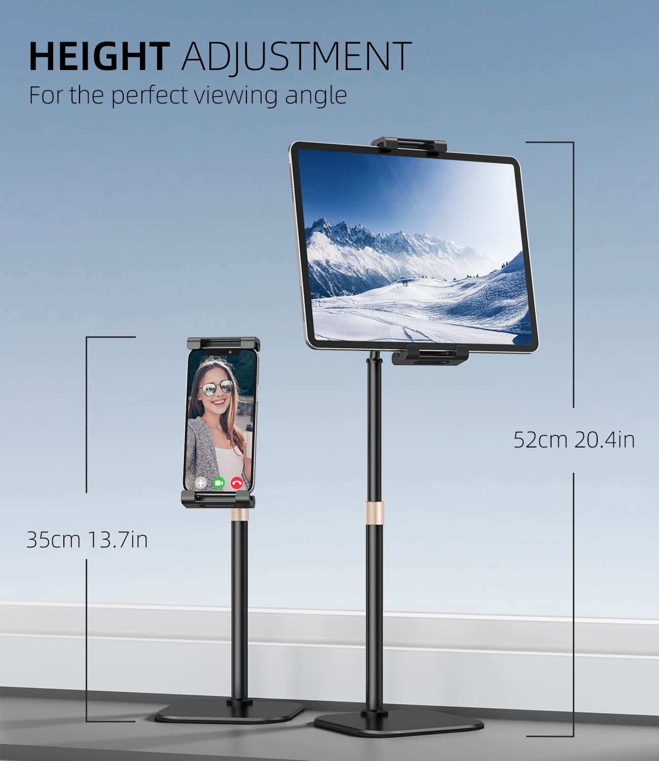 AHK Tablet Stand Holder, Angle Height Adjustable Tablet & Phone Stand for Desk, Thick Case Friendly iPad Holder Stand Compatible with(4.7-12.9") iPad, ipad Pro 12.9, Air Mini 4, iPhone, Kindle, Switch