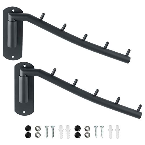Alise Garment Rack Folding Clothes Hanger Rack Stainless Steel Black Garment Hooks,Clothing and Closet Rod Storage Organizer for Laundry Room Bedrooms Bathrooms,Pack of 2