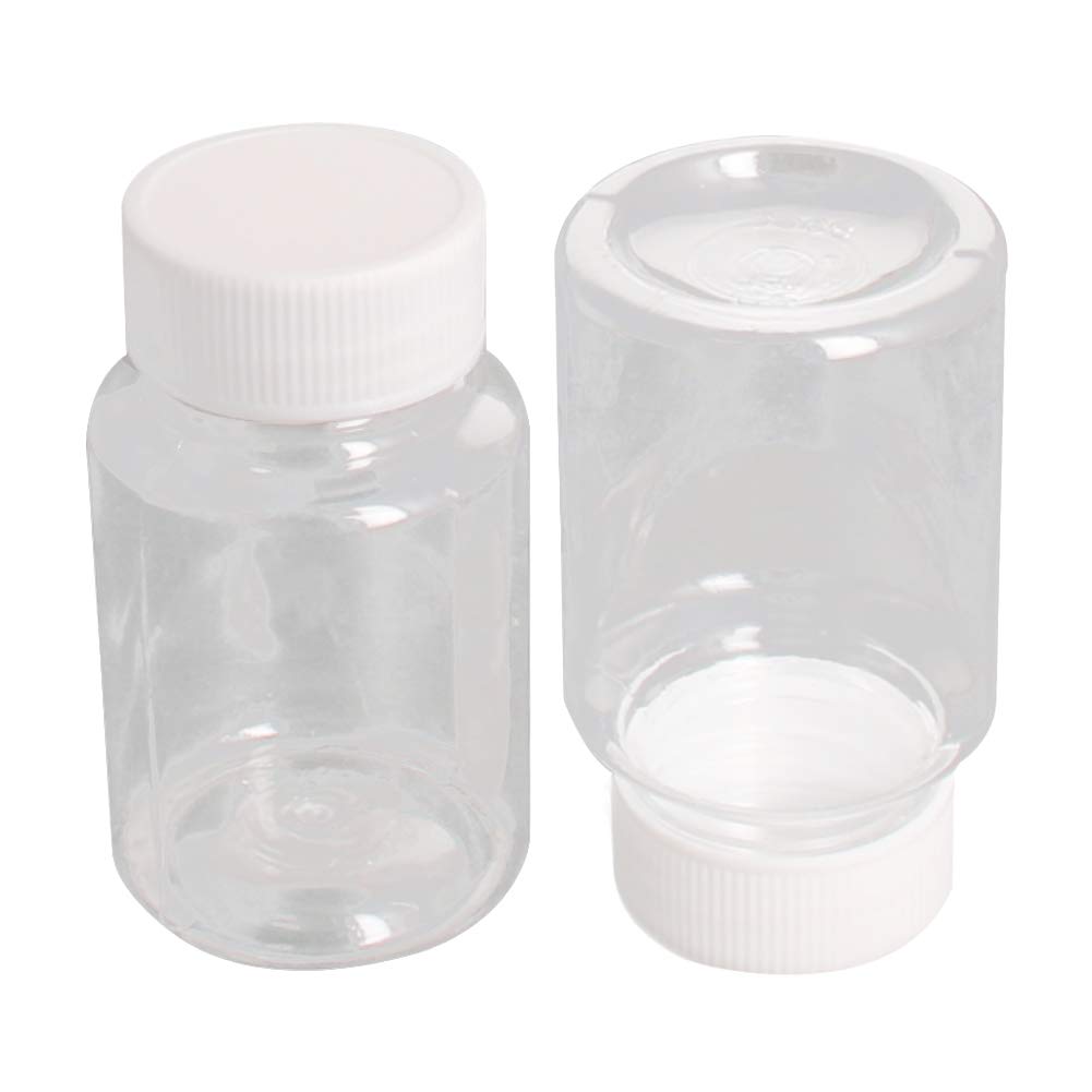 Aicosineg 10Pcs 2.71oz Plastic Bottles Lab Chemical Reagent Bottles 80ml Wide Mouth Liquid Solid Storage Bottles Round Sample Storage Containers Sealing Bottles with White Cap for Food Stores Clear