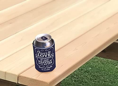 Cheers To Love Custom Names & Date 24-Pack Personalized Can Coolie Drink Coolers Coolies Navy