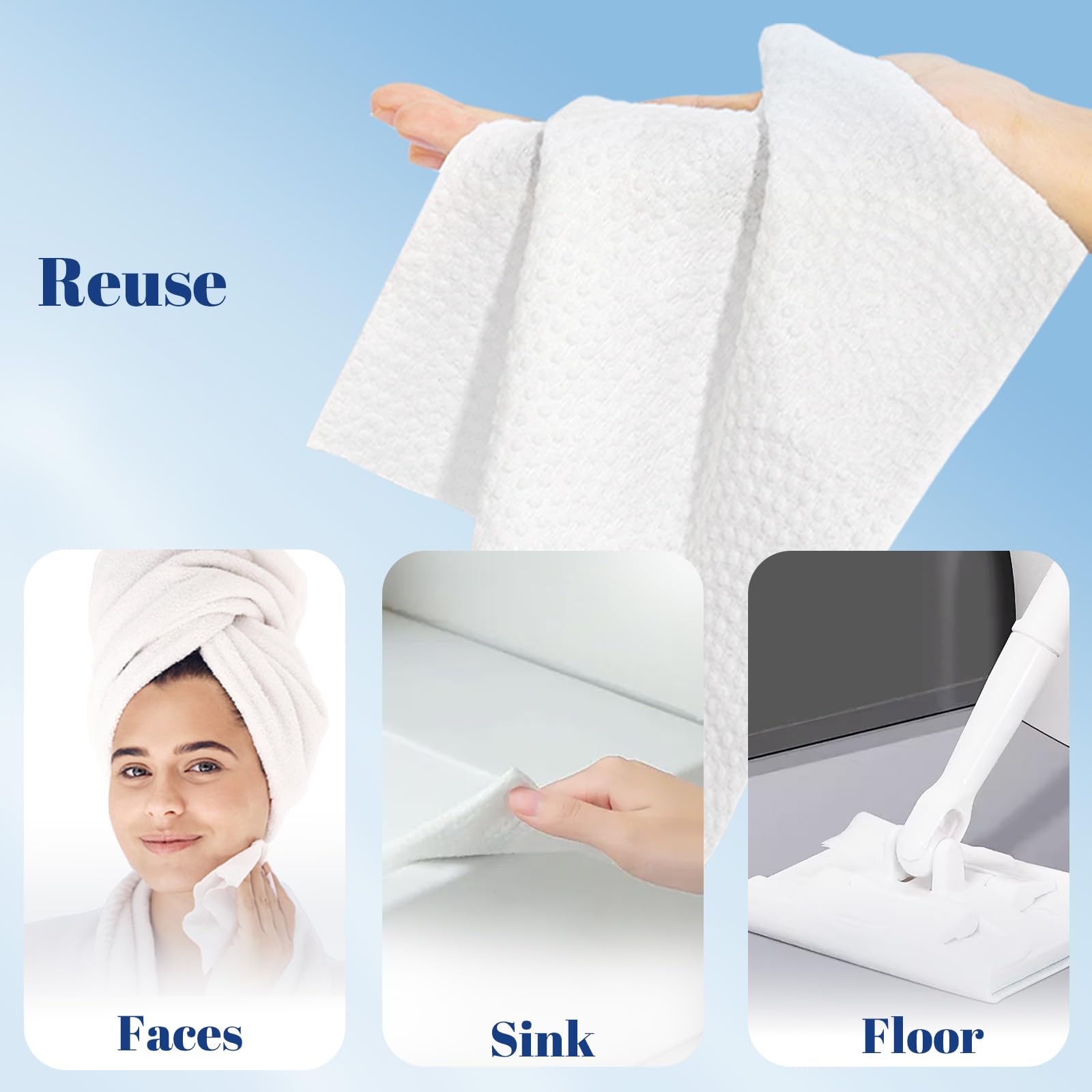 ITO Disposable Face Towel, 70 Count Ultra-Soft 1-Second Quick-Dry Face Towels, Gentle for Sensitive Dry Oily Skin, Facial Towels for Daily Cleansing Makeup Removal (1 Pack)