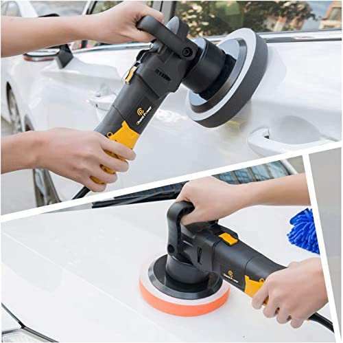 C P CHANTPOWER Buffer Polisher, 6 Inch Dual Action Polisher with Variable Speeds, Detachable Handles, Polishing Pads for Car Polishing, Sanding, Waxing