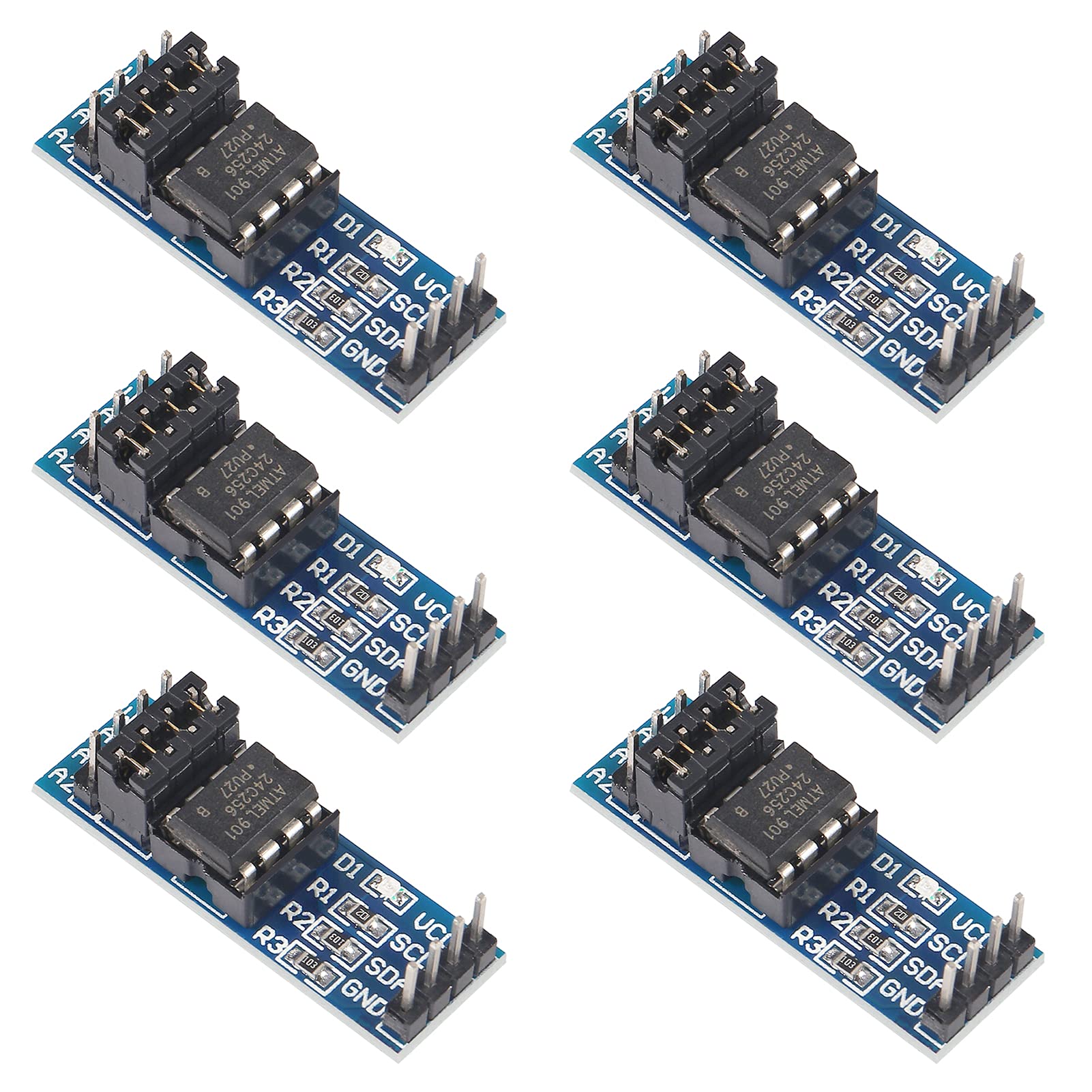 ACEIRMC 6pcs AT24C256 I2C Interface 256k Bits for EEPROM Memory Module Data Storage 8P Chip Power Supply Indicator Pull Up Resistor Direct Jumper Setting Intelligent car Accessories for arduino 3.3-5V