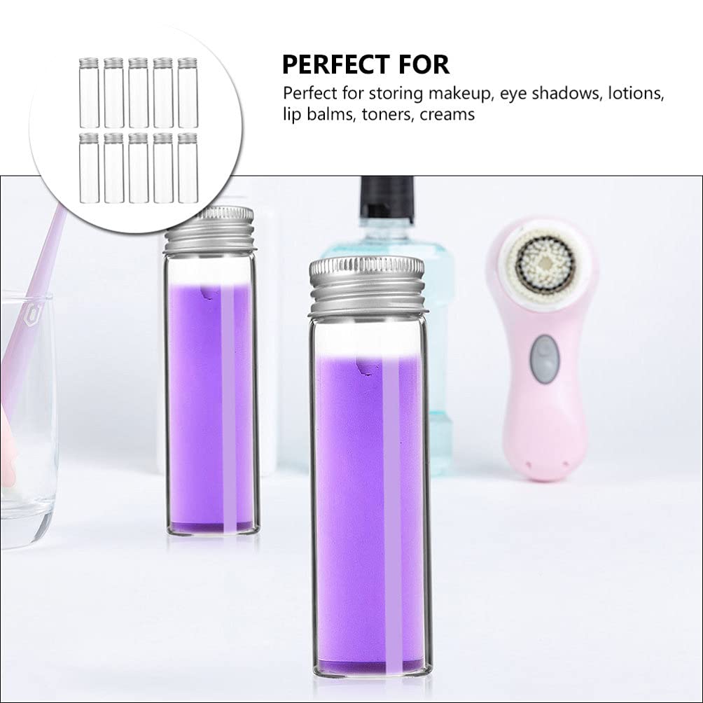 Cabilock 10pcs Clear Flat Glass Test Tubes with Screw Caps Large Test Tubes Containers for Bath Salt Candy Storage 80ml