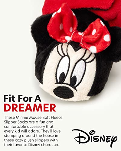 Disney Baby Girls' Minnie Mouse Booties - Soft Fleece Slipper Socks (Newborn/Infant), Size 12-18 Months, Minnie