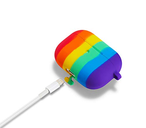 Airpods Pro Case, kpurple 3D Cute Rainbow Airpods Pro Cover Soft Silicone Rechargeable Headphone Cases,AirPods Pro Case Protective Silicone Cover for Apple Airpods Pro Charging Case (Rainbow)