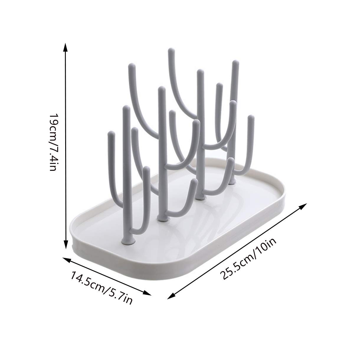 FEOOWV Baby Bottle Drying Rack with Base, Creative Tree Branch Baby Bottle Dryer Holder for Bottles, Teats, Cups, Pump Parts and Accessories (Gray)