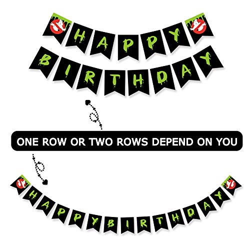 Ghost Busters Inspired Happy Birthday Banner, HorrorĀ Theme Bday Party Sign, Ghostbusters Halloween Bunting Decoration