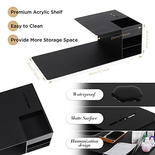 LASHVIEW Lash Pillow for Lash Extensions,Eyelash Extension Neck Pillow With Acrylic Shelf Organizer Stand, PU Leather Waterproof Lash Extension Grafting Pillow Makeup Tool Display Cabinet Shelves