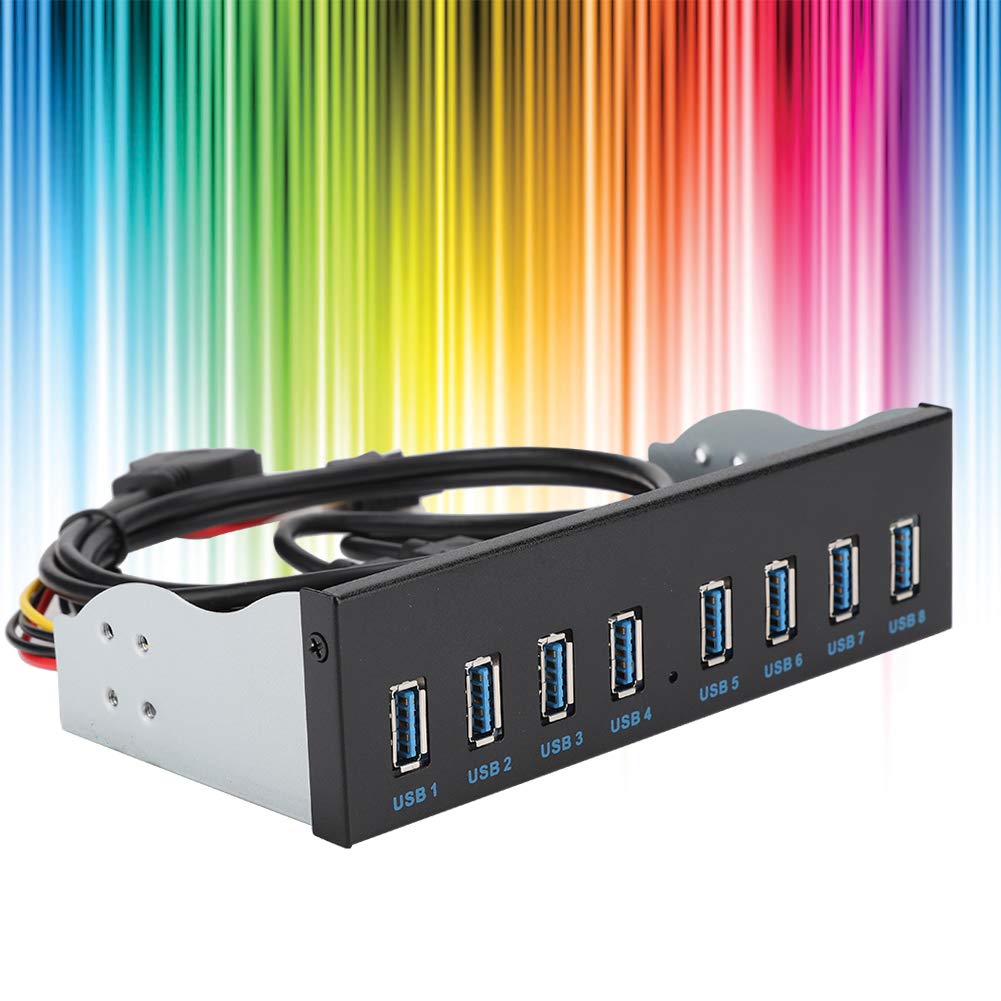 ASHATA USB Front Panel,USB3.0 19PIN 8 Ports Hub Optical Drive Extension Front Panel Adapter for PC Computer