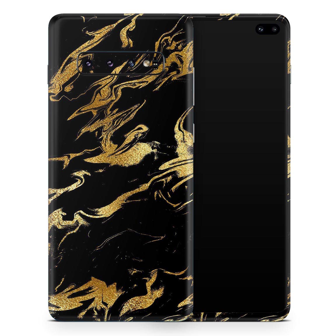 DesignSkinz Black & Gold Marble Swirl V11 Protective Vinyl Decal Wrap Skin Cover Compatible with The Samsung Galaxy S20 (Screen Trim & Back Glass Skin)