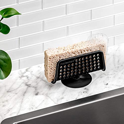 madesmart Sponge Caddy - SINKWARE Collection, Ventilation Holes, Soft Grip Surface & BPA-Free, Small, Carbon