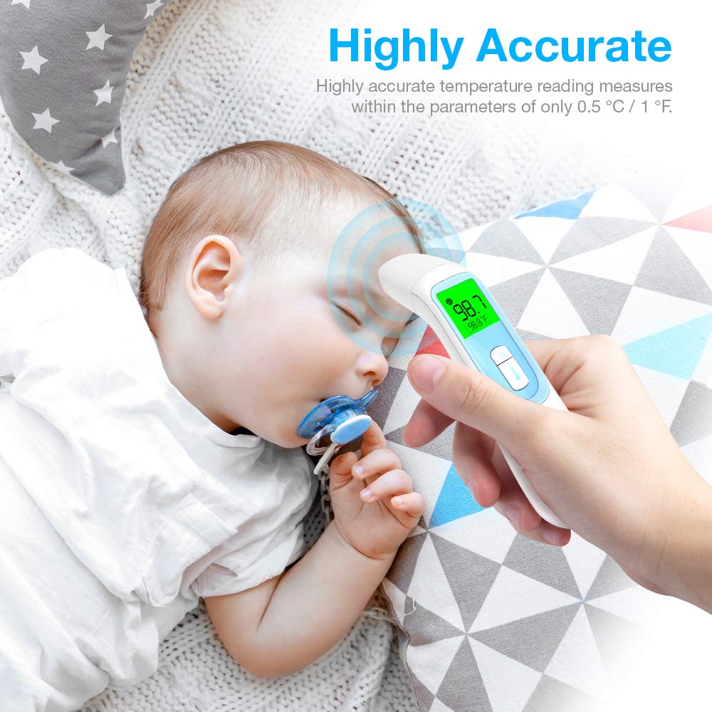 CandyCare Touchless Smart Infrared Thermometer with LCD Digital Screen (3-in-1 Measurement) for Adult and Kid, Temperature Gun Reading Detection on Forehead and Ear (Battery NOT Included)