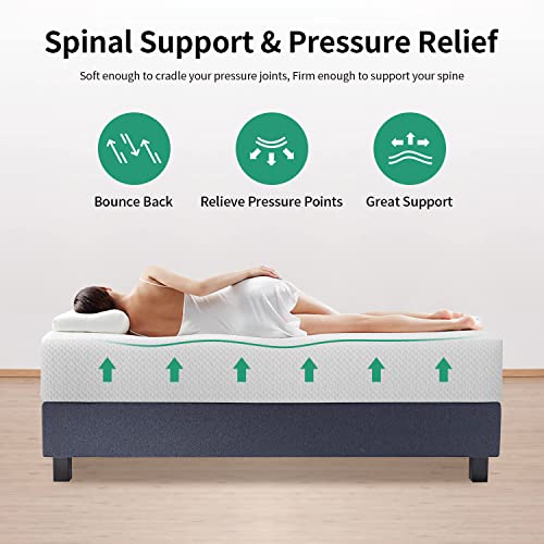 12 Inch Green Tea Memory Foam Mattress,Bed-in-a-Box Medium Firm Mattress CertiPUR-US Certified Breathable Bed Mattress for Cooler Sleep Supportive & Pressure Relief,Queen