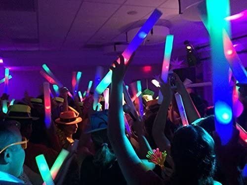 100 LED Foam Sticks Multi Color Flashing Glow Wands, Batons, Strobes - 3 Flashing Modes - Birthdays and Parties