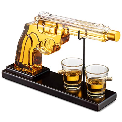 Gifts for Dad, Whiskey Gifts for Men, Whiskey Decanter Bottle and Bullet Shot Glasses, Whiskey Glasses, Decanter Set for Scotch Whiskey Vodka Bourbon