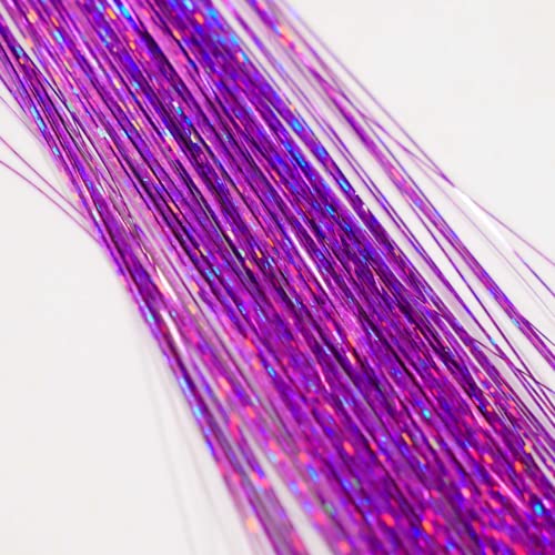 Purple Hair Tinsel Kit Strands, Fairy Hair tinsel kit in Lavender Hair Extensions with beads and loop tool (Purple)