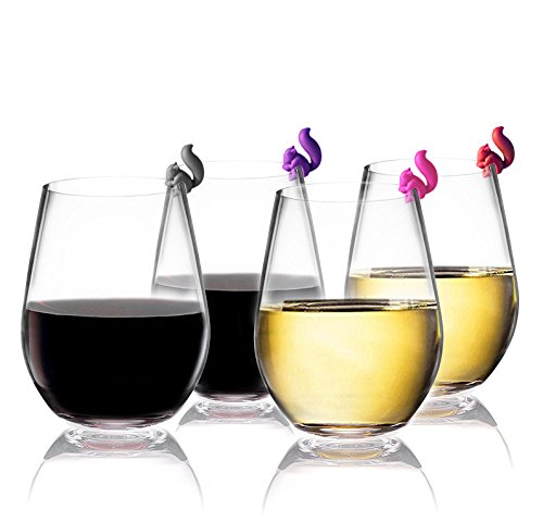 10Pcs Drink Markers, Squirrel Silicone Wine Charms, Assorted,Silicone Glass Markers for Bar Party, Tea Bags Holders Cup Mug, Tea Bag Coasters, Martinis Cocktail Champagne Stem Glasses(Suitable for cups with thickness over 0.3cm/0.12in)