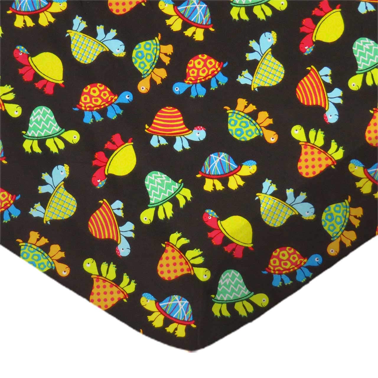 SheetWorld Fitted 100% Cotton Percale Pack N Play Sheet Fits Graco 27 x 39, Turtles Black, Made in USA