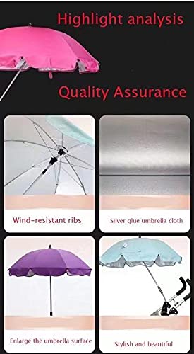 Baby Stroller Parasol, Clamp-On Shade Umbrella, with Umbrella Clip Fixing Device, 360 Degree Adjustable UV Protection, 79cm/31.1in Long, Suitable for Beach Chairs, Baby Strollers (Black)