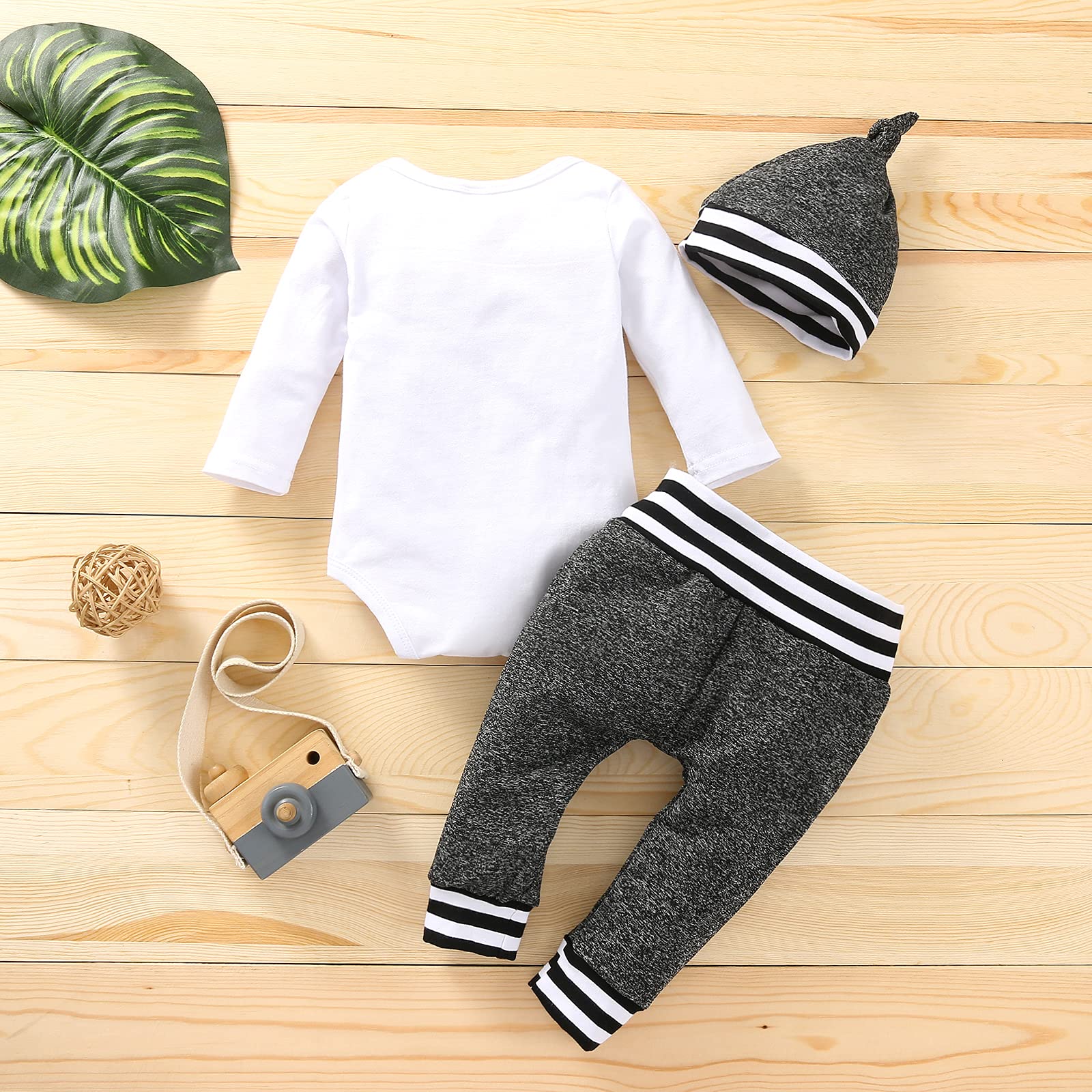 Aint No Auntie Like The One I Get Baby Boy Clothes Auntie Saying Letter Print Long Sleeve Romper Pants Hats (White, 3-6 Months)