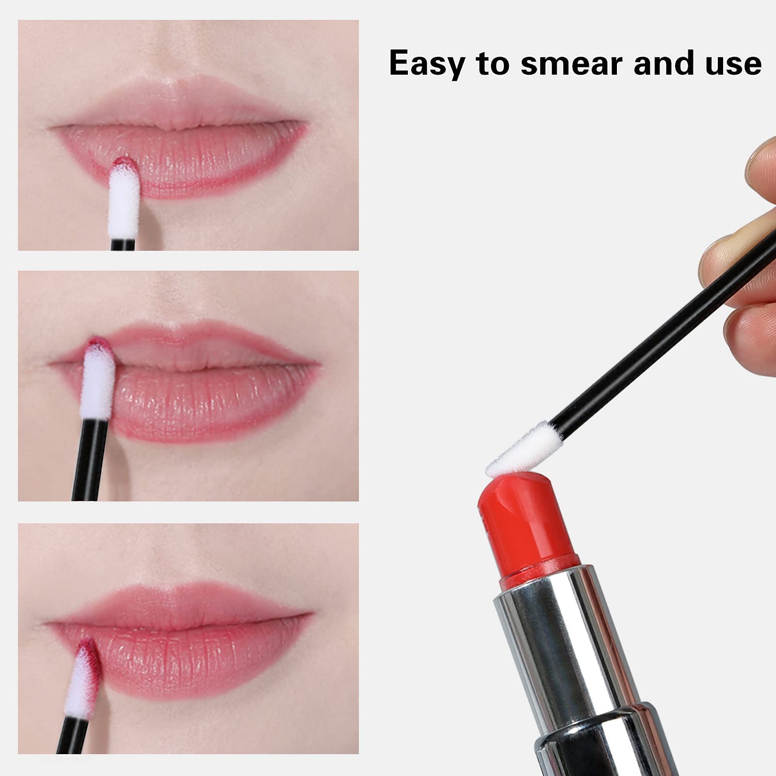 Disposable Lip Wands 600 PCS - Lip Applicators Disposable Black & Pink - Disposable Lip Brushes for Makeup, Lip Gloss or Lipstick - Disposable Makeup Applicators Kit