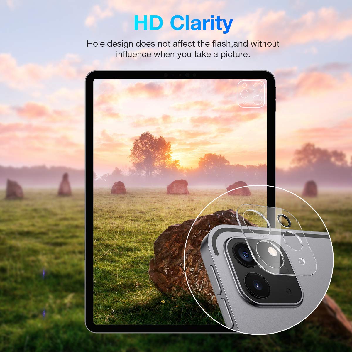 Tensea [3 Pack] for iPad Pro 12.9 11 2020 & 2021 Camera Lens Screen Protector, Anti-Overexposure Design, Tempered Glass iPad Pro 12.9 11 inch Screen Protector for Camera Lens, HD Clear, 3 Pack