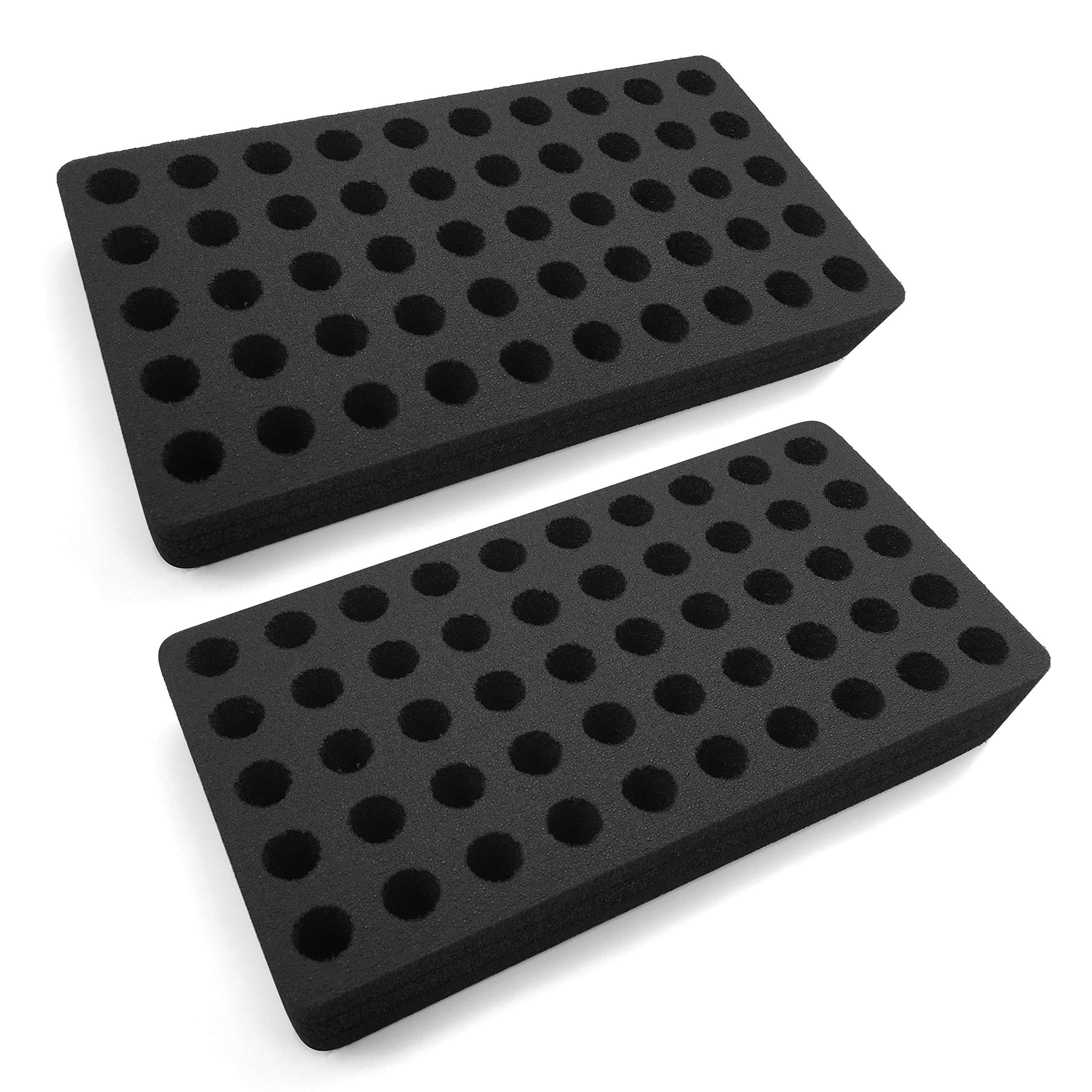 Polar Whale 2 Centrifuge Vial Organizers Black Foam Storage Rack Stand Transport Holds 50 Vials Each 100 Total Fits up to 12mm 2ml Diameter Tubes