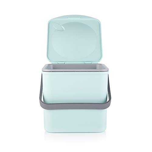 Minky Homecare Kitchen Compost Bin – Countertop Food Waste Caddy with Easy Wipe Clean Interior – Made in The UK - 3.5L (0.9 gal.) (Pastel Green)