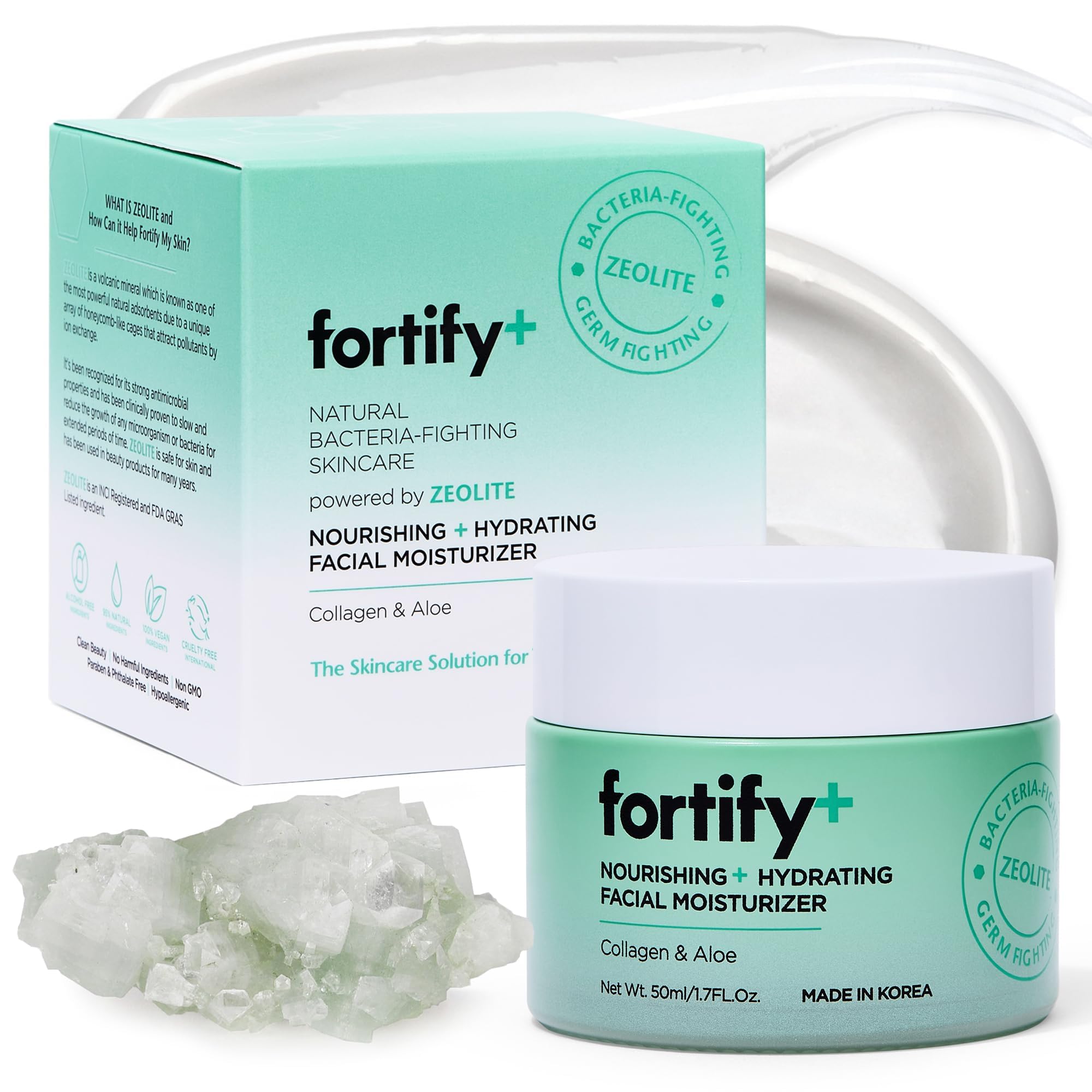 Fortify Skincare 9-in-1 Anti-Aging Facial Moisturizer with Collagen, Hyaluronic Acid & Aloe - Korean Skin Care for Hydrating & Nourishing, Derm-Tested - Fragrance & Alcohol-Free - 50ML/1.7Fl.Oz