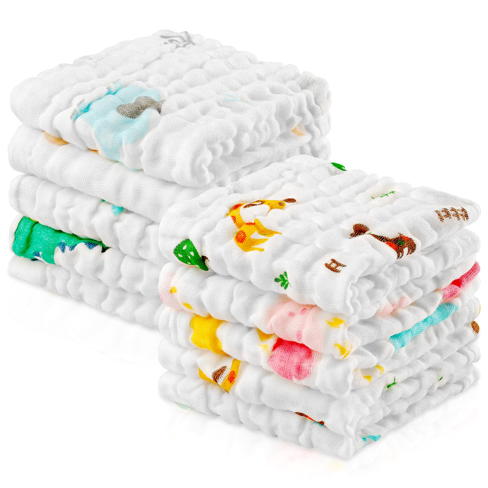 PPOGOO Baby Muslin Washcloths Natural Purified Cotton Baby Wipes Soft Newborn Baby Face Towel