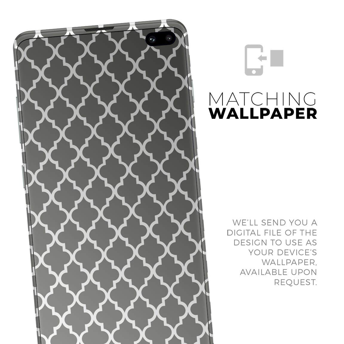 DesignSkinz Gray & White Seamless Morocan Pattern Protective Vinyl Decal Wrap Skin Cover Compatible with The Samsung Galaxy S20 (Screen Trim & Back Glass Skin)