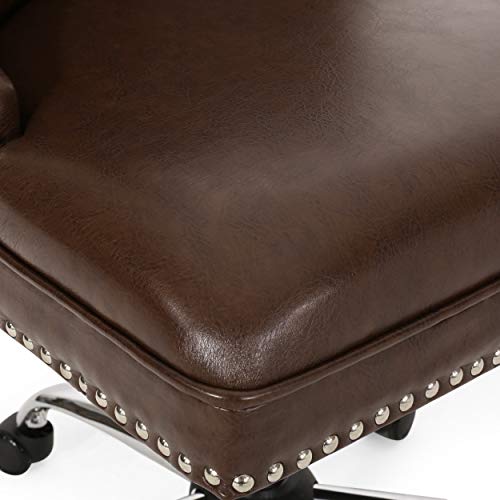 Christopher Knight Home Keith Contemporary Tufted Swivel Office Chair, Dark Brown + Chrome