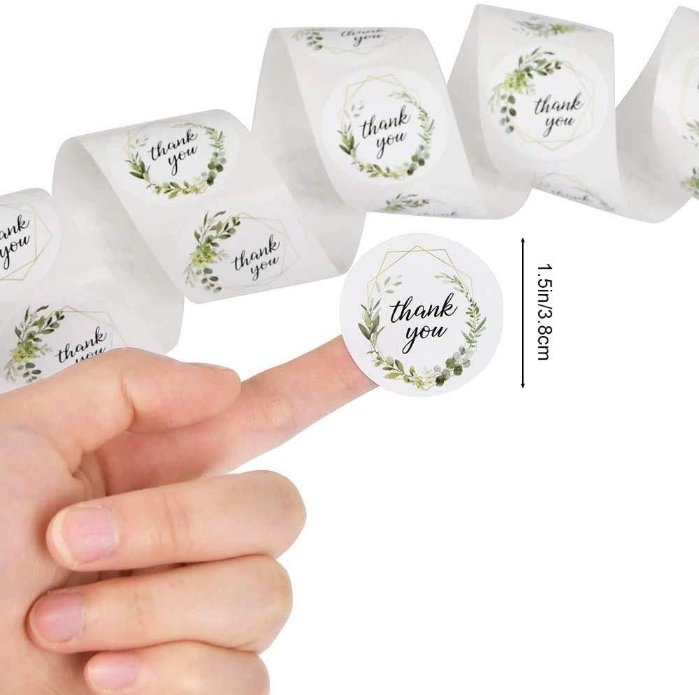 1.5" Thank You Stickers Roll, 4 Design Adhesive Label Stickers for Gifts Bags Envelopes Bubble Mailers Boxes Small Business Stickers (500pcs/ Roll)