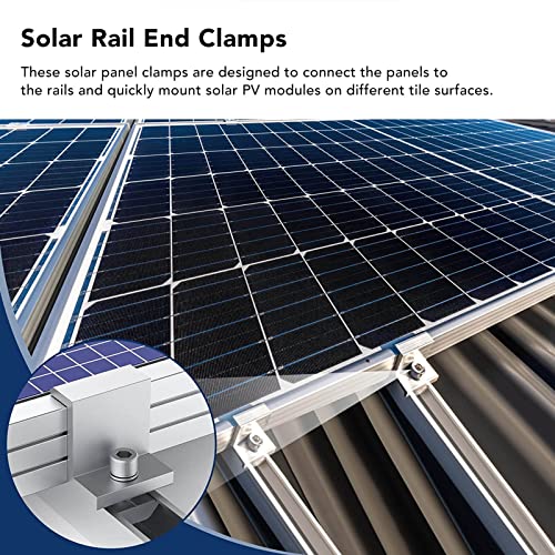 10PCS Solar End Clamp Solar Panel Mounting Z Brackets Aluminum Alloy Pressing Block PV Panel Rail End Grounding Clamps for RVs Trailers Boats Yachts Wall (40mm)