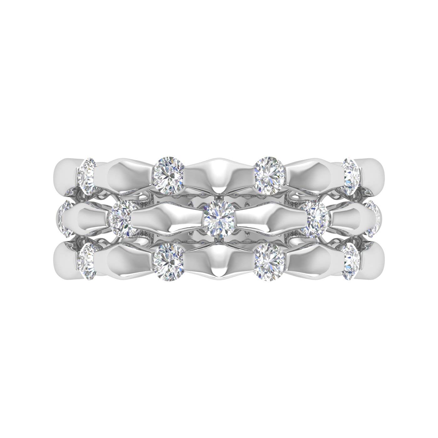 1/2 Carat Diamond 3 Line Wedding Band Ring in 10K White Gold (Ring Size 7.5)