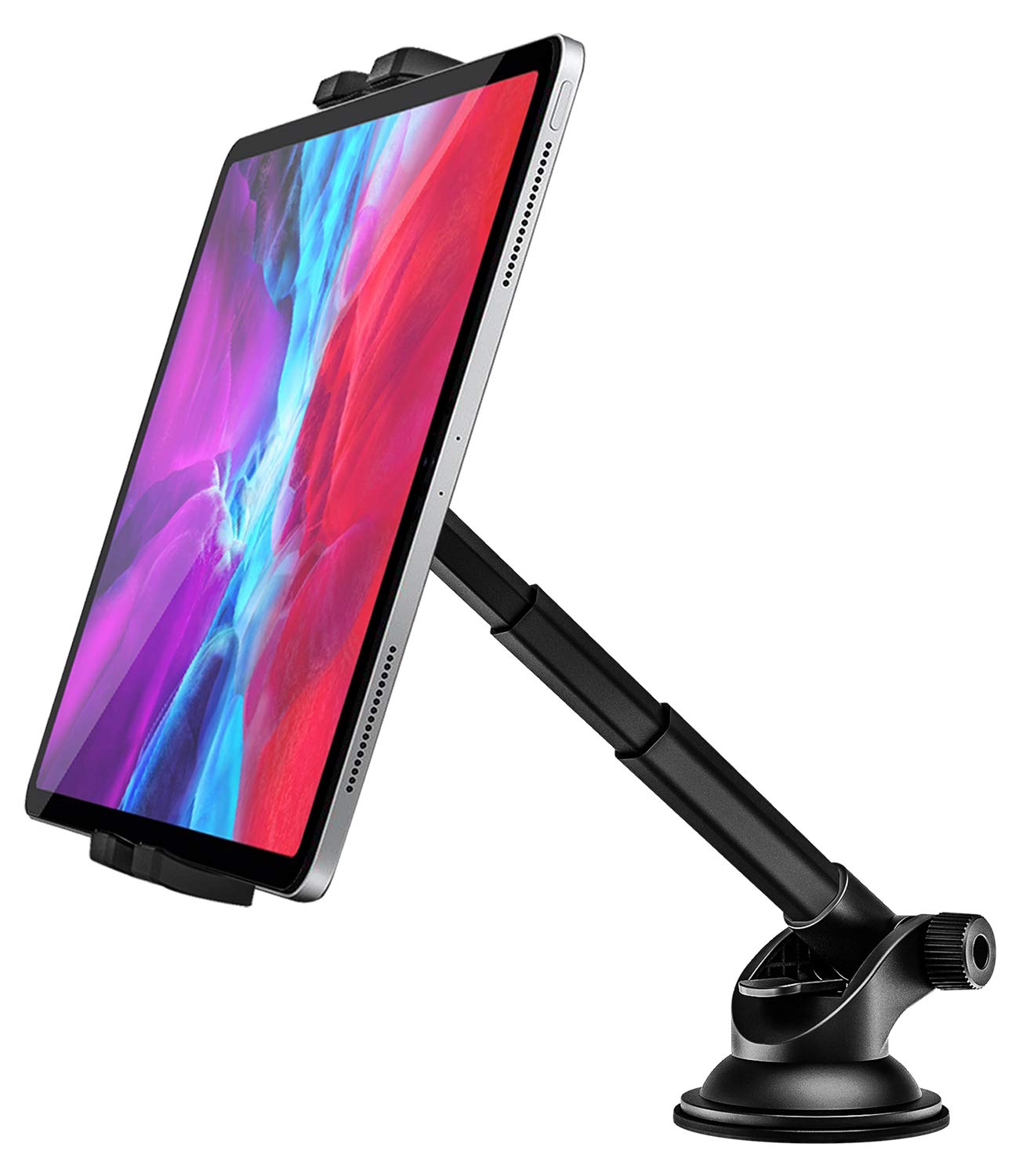 woleyi Dashboard Car Tablet Mount, Telescopic Tube Suction Cup Car Tablet Holder, Compatible with iPad Pro/Air/Mini, Galaxy Tab/Z Fold, Fire HD, Surface, iPhone, More 4.7-13" Cell Phones and Tablets
