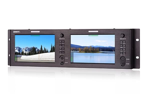 SWIT M-1073H FHD Dual 9-inch Rack Mount Monitor,TFT Panel with LED Backlight with Native Resolution 1920×1200, Contrast 1000:1,Professional Broadcast Monitor for Post and Live Production Broadcast
