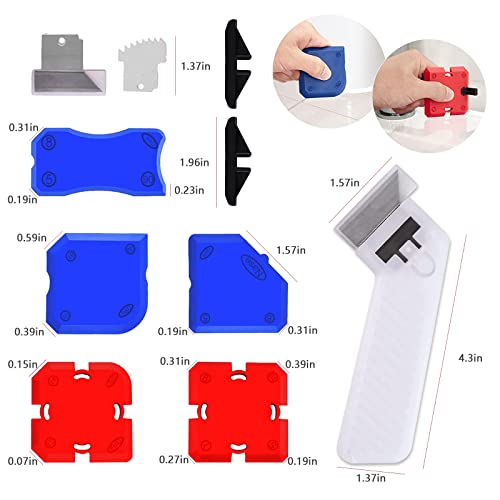 11 Piece Set ,Professional Caulking Tool Kit with Sealant Finishing Tools,Easy Silicone Caulking with Guides,Caulk Removal Tools and Fill Removal Tool Silicone Fill
