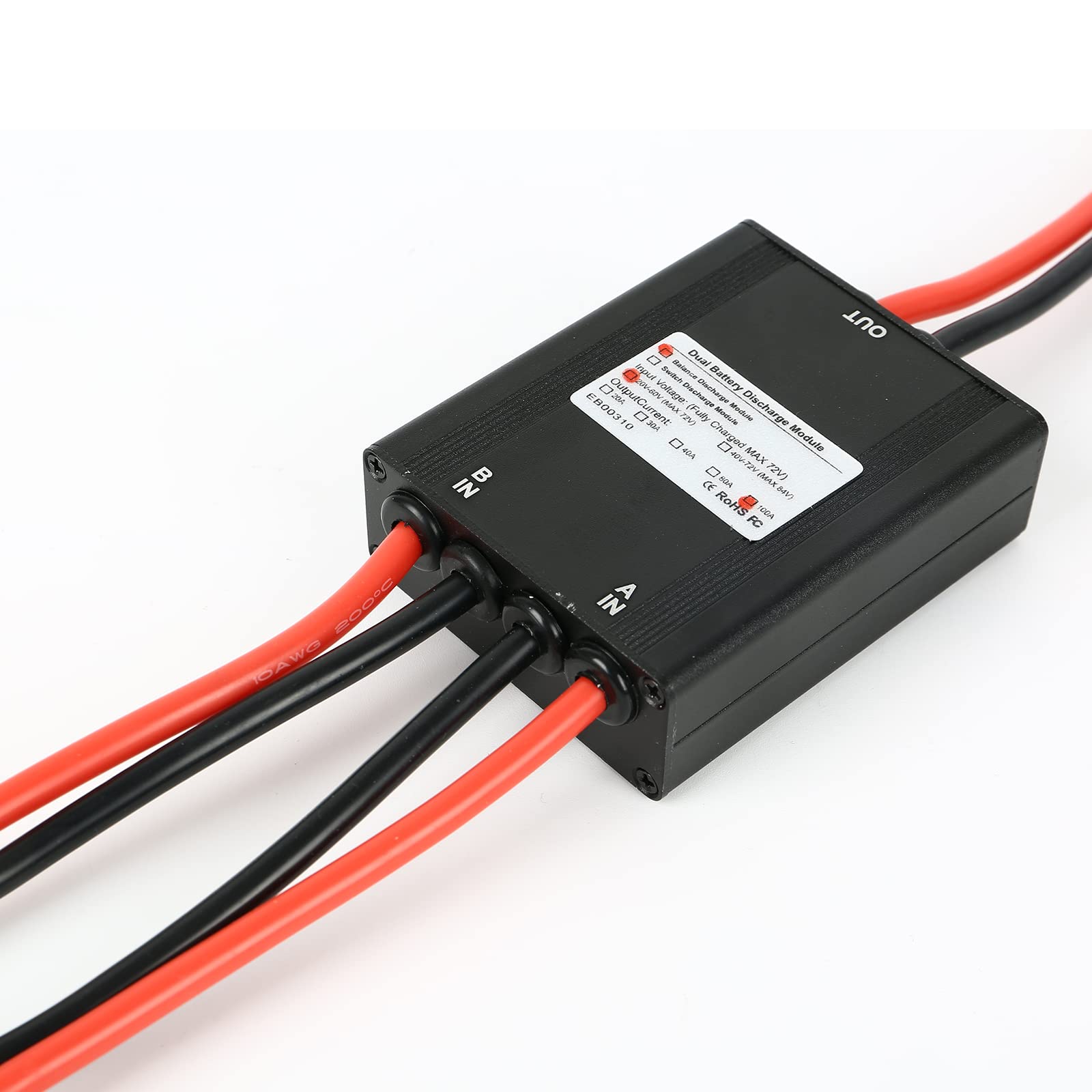 100A E-Bike Dual Battery Discharge Converter Dual Battery Pack Switch XT90 Connector Adapter for Increase Battery Capacity by Connecting Two Batteries in Parallel Equalization Module 24-72V DC