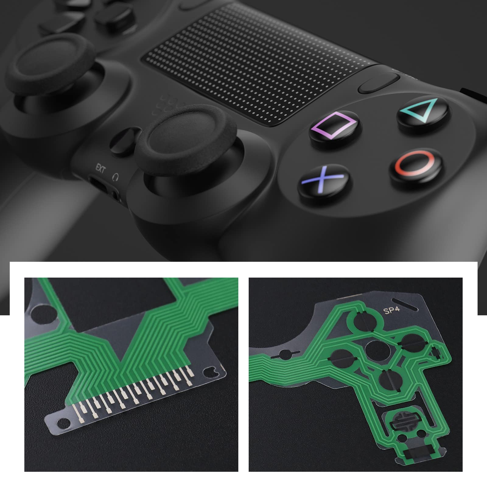 3pcs Conductive Film Replacement Handle Keypad Repair Pads Flexible Controller Membrane Conductive Film Compatible with PS4 Controller JD-M-001 JD-M-010 JD-M-011