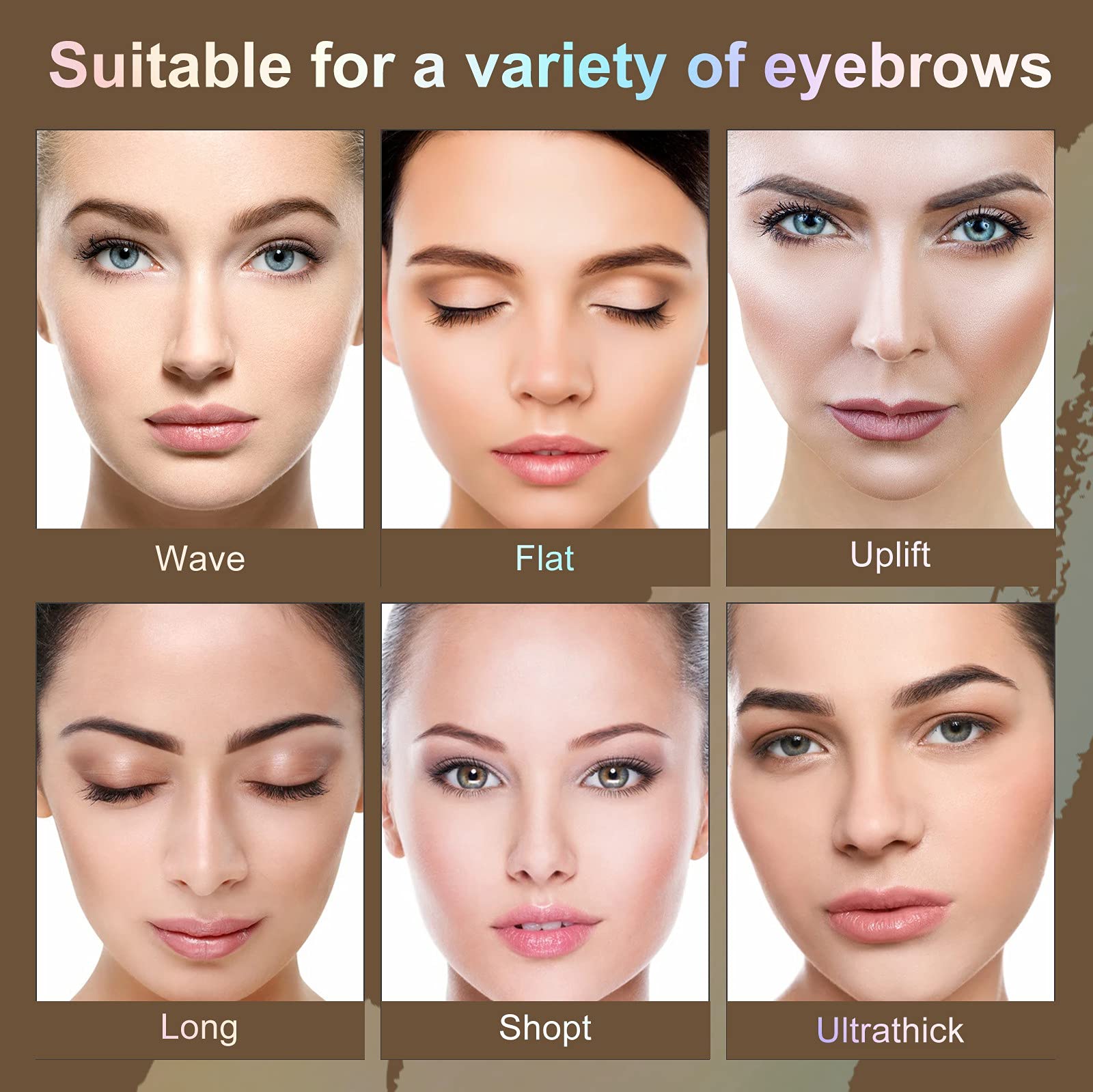 Eyebrow Stamp and Eyebrow Stencil Kit, Long Lasting Brow Stamp Kit for Perfect Eyebrow Makeup, Easy to Use, 10 Reusable Eye Brow Stencil Kit for Women Beginners (Dark Brown)