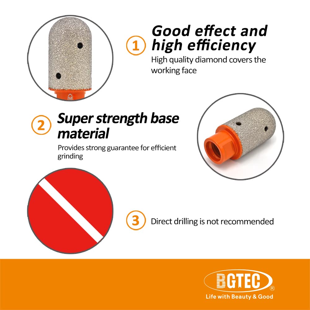 BGTEC Diamond Finger Bit 4/5" 20mm Vacuum Brazed Diamond Milling Bit Enlarging and Shaping Round Bevel Existing Holes for Tile Stone Porcelain Hard Ceramic Marble Granite Countertop