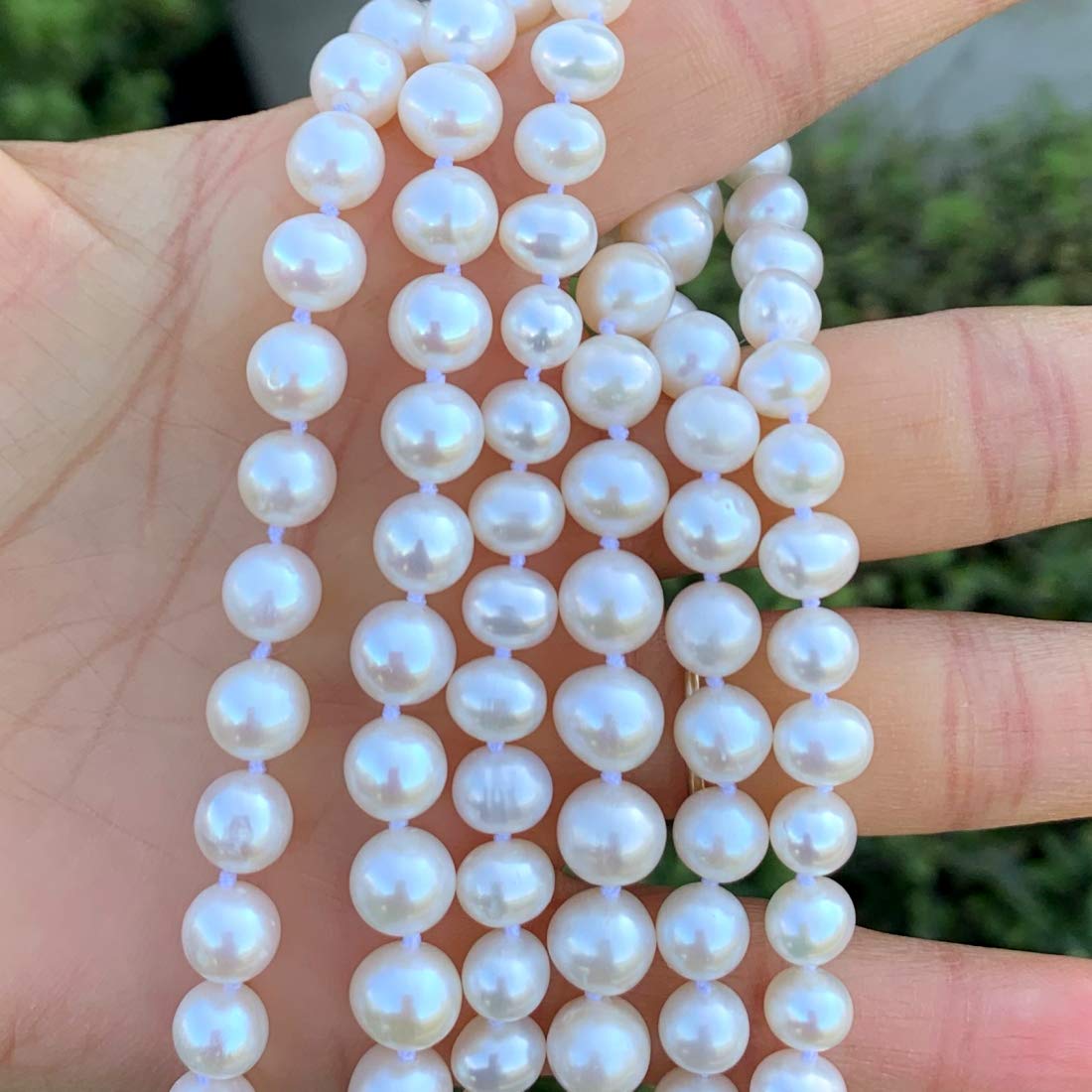 1 Strand Adabele Real Natural AAA Grade Round White Cultured Freshwater Pearl Organic Gemstone Necklace 18 Inch Long Single String Jewelry PN4-C67