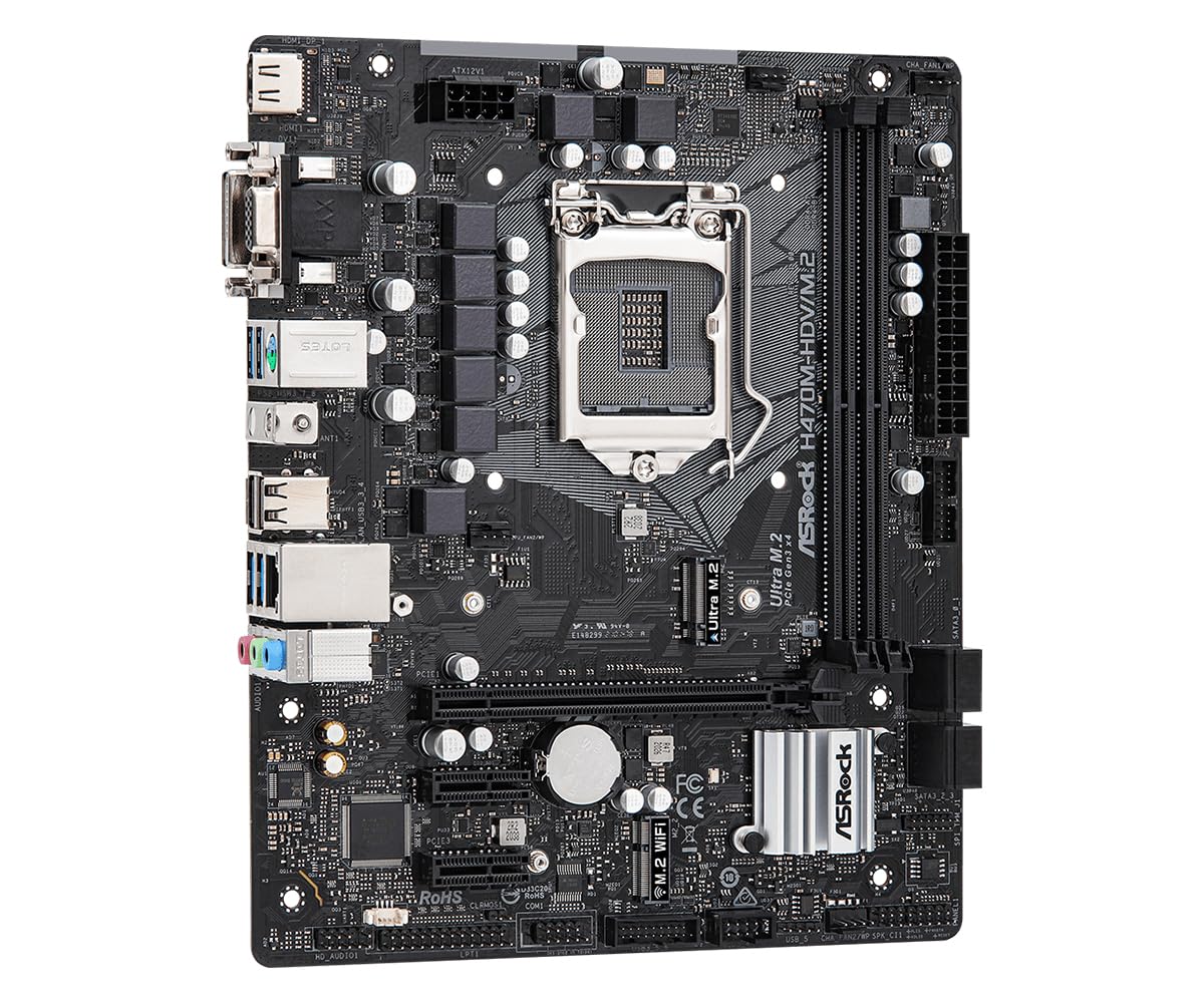 ASRock LGA 1200 Intel H470 SATA 6Gb/s Micro ATX Intel Motherboard Model H470M-HDV/M.2