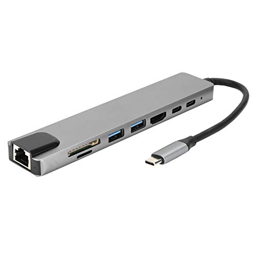 USB Type C Hub, Type C Docking Station 8 in 1 for USB 2.0 Memory Card for Type C Female Connector